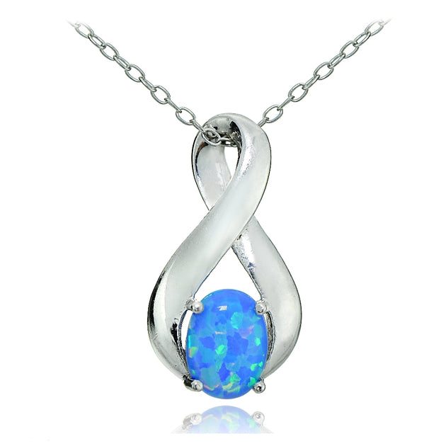 Sterling Silver Created Blue Opal Infinity Necklace – SilverSpeck