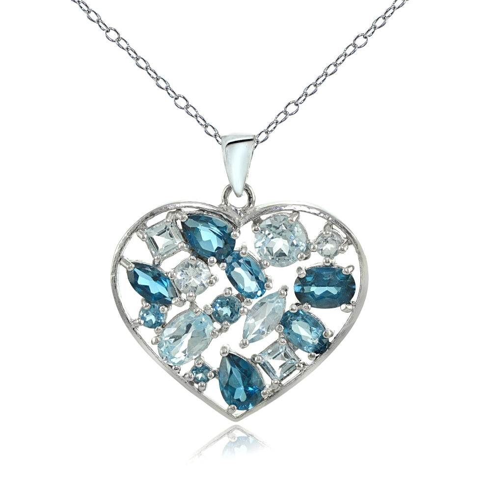 Sterling Silver Light Blue Solitaire Choker Necklace set with Swarovsk ...