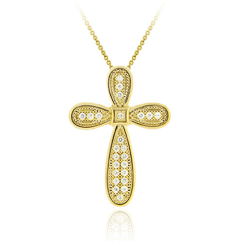 18K Gold over Sterling Silver CZ Micro Pave Cross Pendant – SilverSpeck